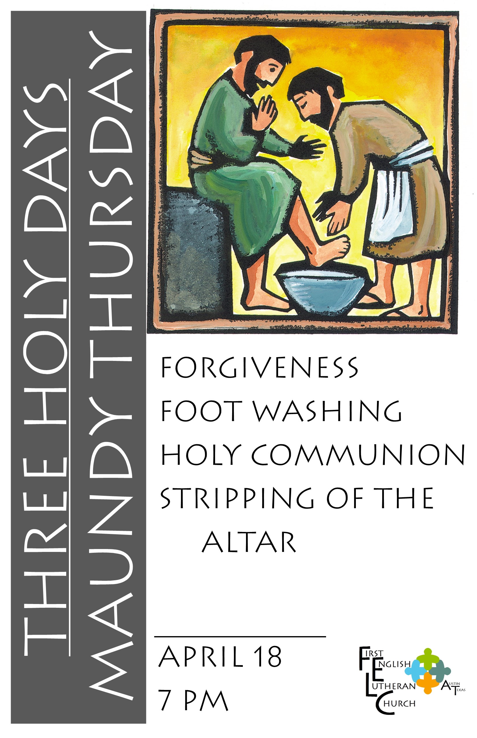 Maundy Thursday poster 2019 | First English Lutheran Church | Austin, Texas